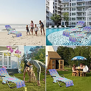 Beach Chair Cover with Side Pockets Thick and Quick Dry Chaise Lounge Chair Towel Cover for Sun Lounger Pool Sunbathing Garden Beach Hotel No Sliding (Mandala)