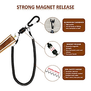 ONROCL Fly Fishing Net Trout Net with Magnetic Release and Rod Holder Wooden Frame Landing Net with Soft Rubber Mesh for Catch and Release (Clear Small Holes)