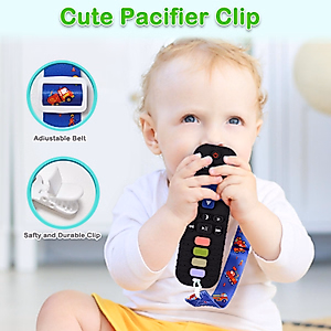 Andywoo Teething Toys for Babies 0-6 Months 6-12 Months, Baby Teething Remote Control Teether Toys, Cell Phone Teether for Babies, Chew Toy for Baby, Silicone Sensory Baby Teethers Toys - Black