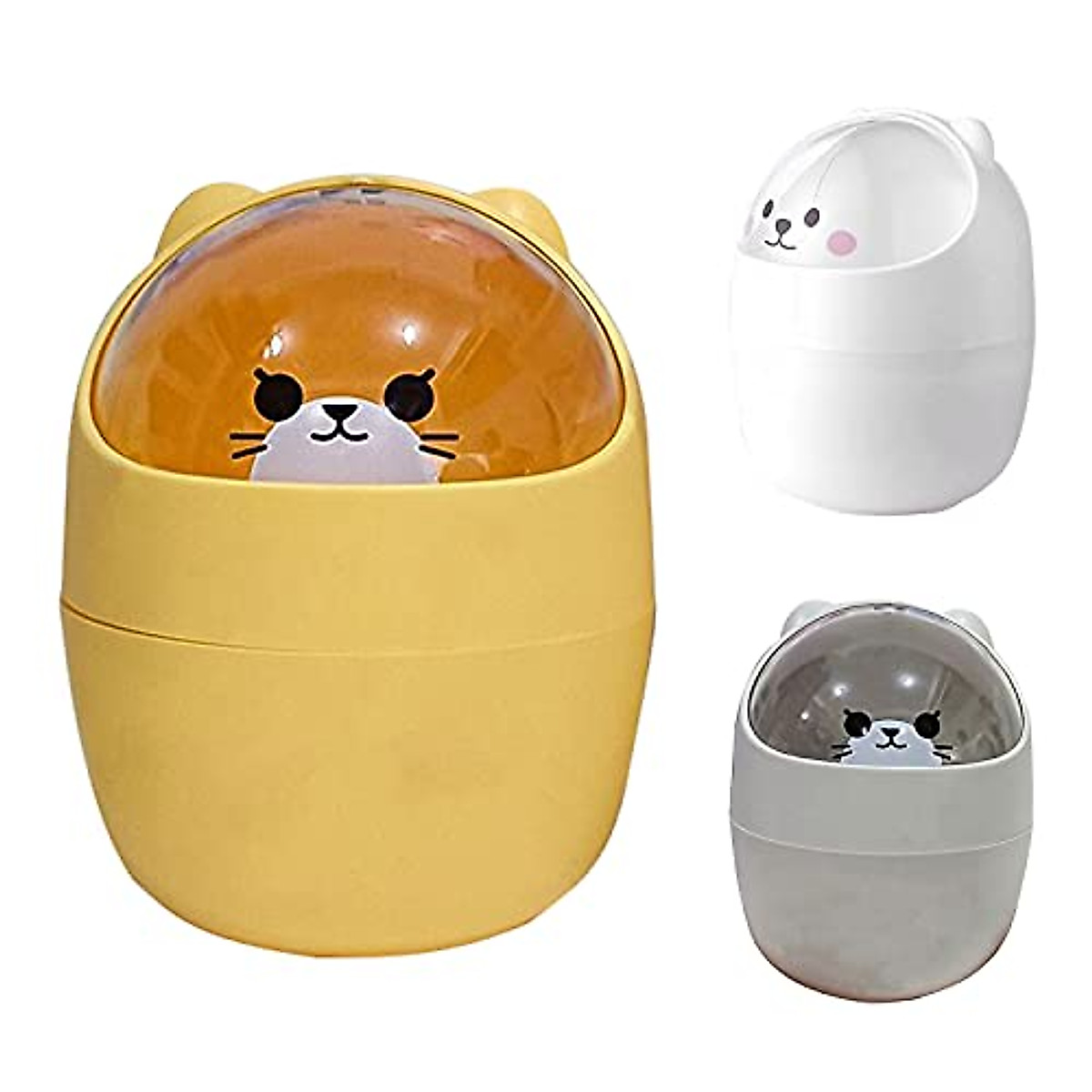 Storage Box Storage Container Mini Trash Can Large Capacity Detachable PS Plastic Mini Desktop Trash Bin for Bedroom - White