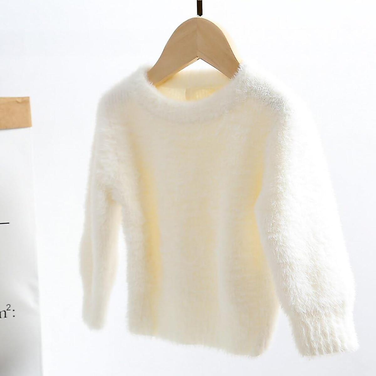 Curipeer Baby Sweater Solid Thick Basis Pullover Sweater Turtleneck Longsleeve Fall Clothes for Baby Girl and Boy White 18-24 Months