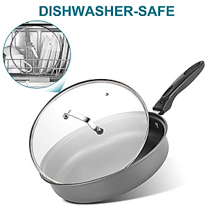 12 Inch Pan Lid - Glass Lid with Stainless Steel Handle for Frying Pan and Pots (12" Lid)