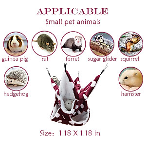 LEFTSTARER Rat Ferret Sugar Glider Cage Hammock Bedding Small Pet Cage Accessories Toy Triple-Layer Hammock Bedding for Hamster Guinea Pig Sugar Glider Rat Ferret Chinchilla Playing Sleeping(Red)