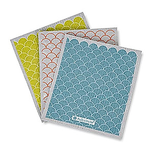 Full Circle Set of 3 Good Sheet Plant-Based Dishcloths – Super-Absorbent Reusable Dish Cloths - Multi-Use Washable Cleaning Cloths/Towels, Scales