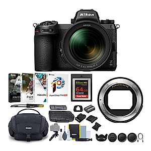 Nikon Z 6II FX-Format Mirrorless with 24-70 Lens, FTZ II Mount Adapter, 64CFX, Shoulder Bag, Software and Accessory Bundle (6 Items)