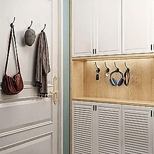 Potaosey 15PC Black Coat Hooks, Black Hooks for Mudroom,Double Prongs Coat Hooks,Retro Hooks Wall Mounted,Towel Hooks,Robe Hooks