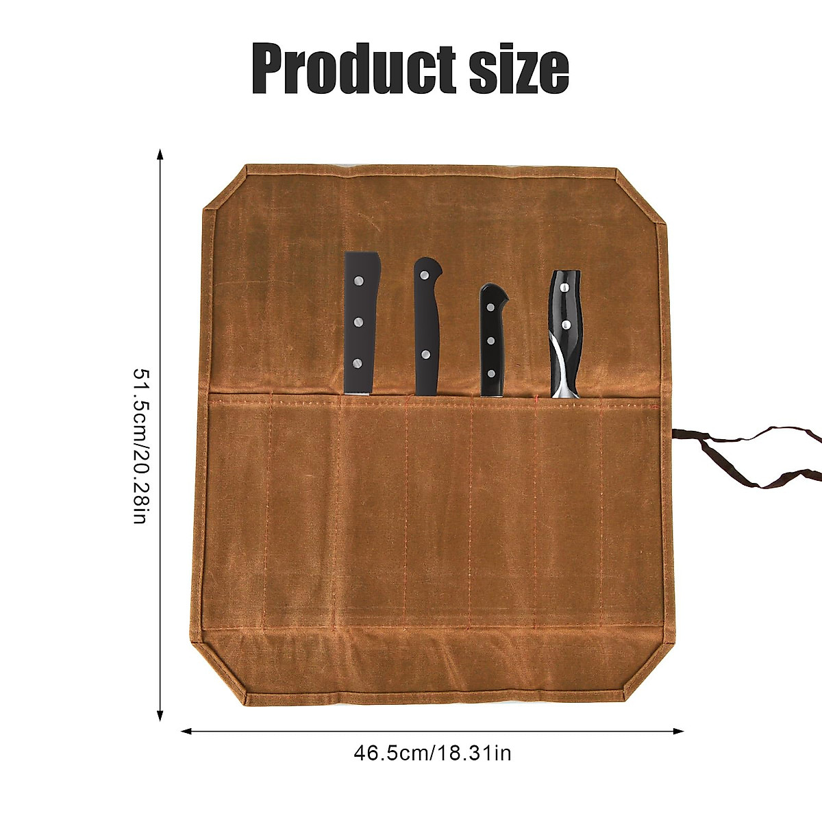 Knife Roll Bag, Portable Chef Knife Bag with 7 Slots Canvas Knives Pouch Knife Roll Case for Home Camping Picnic, Gift for Chefs or Cooking Lovers (Khaki)