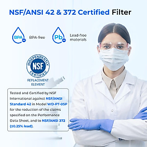 Waterdrop 35-Cup Slim Water Filter Dispenser, Large Capacity, 200-Gallon Long-Life, Faster Filtration, Reduces Chlorine, PFOA/PFOS and More, BPA Free, Black (with 1 Filter)