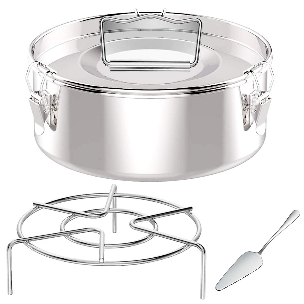 Flan Mold with Lid, Stainless Steel Flan Pan for Instant Pot 6QT(3QT, 8QT Avail) - Flanera Flan Maker Come with Rack and Spatula