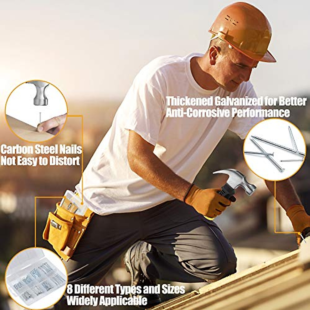 KURUI 700PCs Small Nails for Hanging Pictures Assortment Kit & 8oz Small Hammer, Mini Hammer Set with Hardware Nails Assorted Set, 280 Wall Nails & 280 Finishing Nails