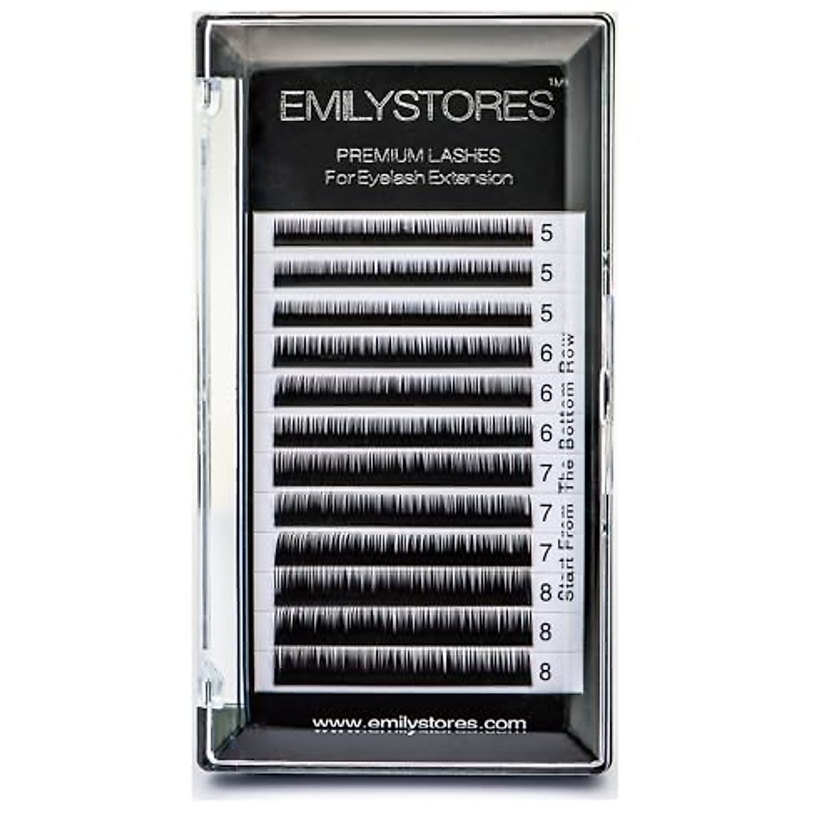 EMILYSTORES Bottom Lash Extension Eyebrow Eyelash Extensions Under Lower False Lashes Mixed J Curl 0.10mm Length 5mm 6mm 7mm 8mm In One Tray