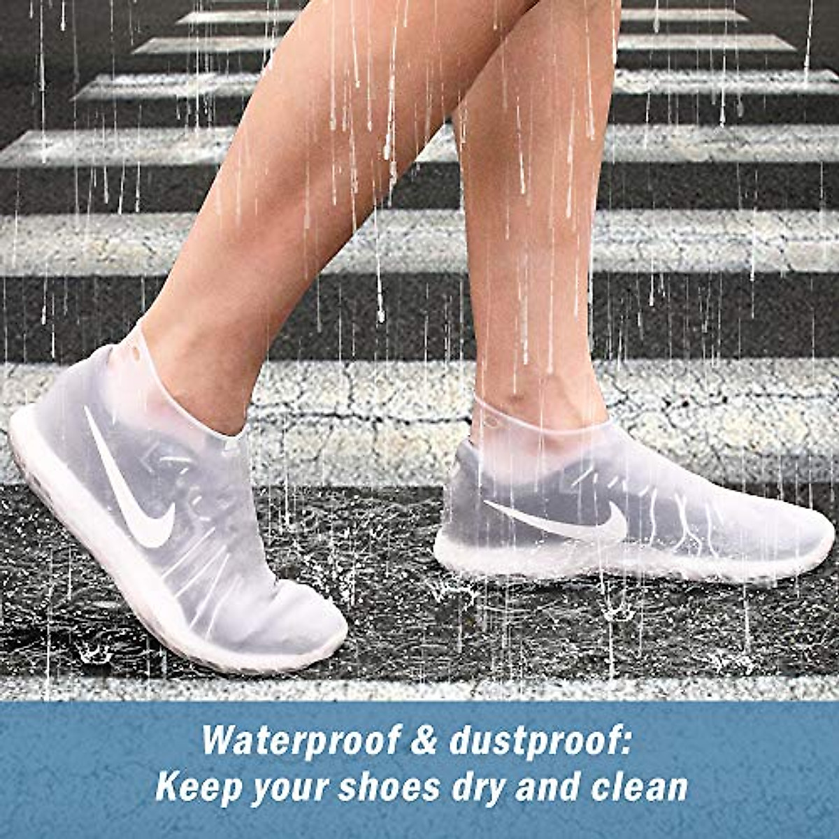 LEGELITE Reusable Silicone Waterproof Shoe Covers, No-Slip Silicone Rubber, Reusable Overshoes Protectors for Kids, Men and Women