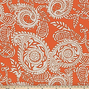 Pillow Perfect Paisley Indoor/Outdoor Solid Back 1 Piece Square Corner Chair Cushion with Ties, Deep Seat, Weather, and Fade Resistant, 36.5" x 18", Orange/Ivory Addie,