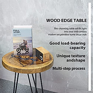 BTEOBFY Natural Wood Side Table with Epoxy Finish - Live Edge Design and Hairpin Legs - Perfect for Living Room as Coffee Table or End Table - 20 Inches Tall