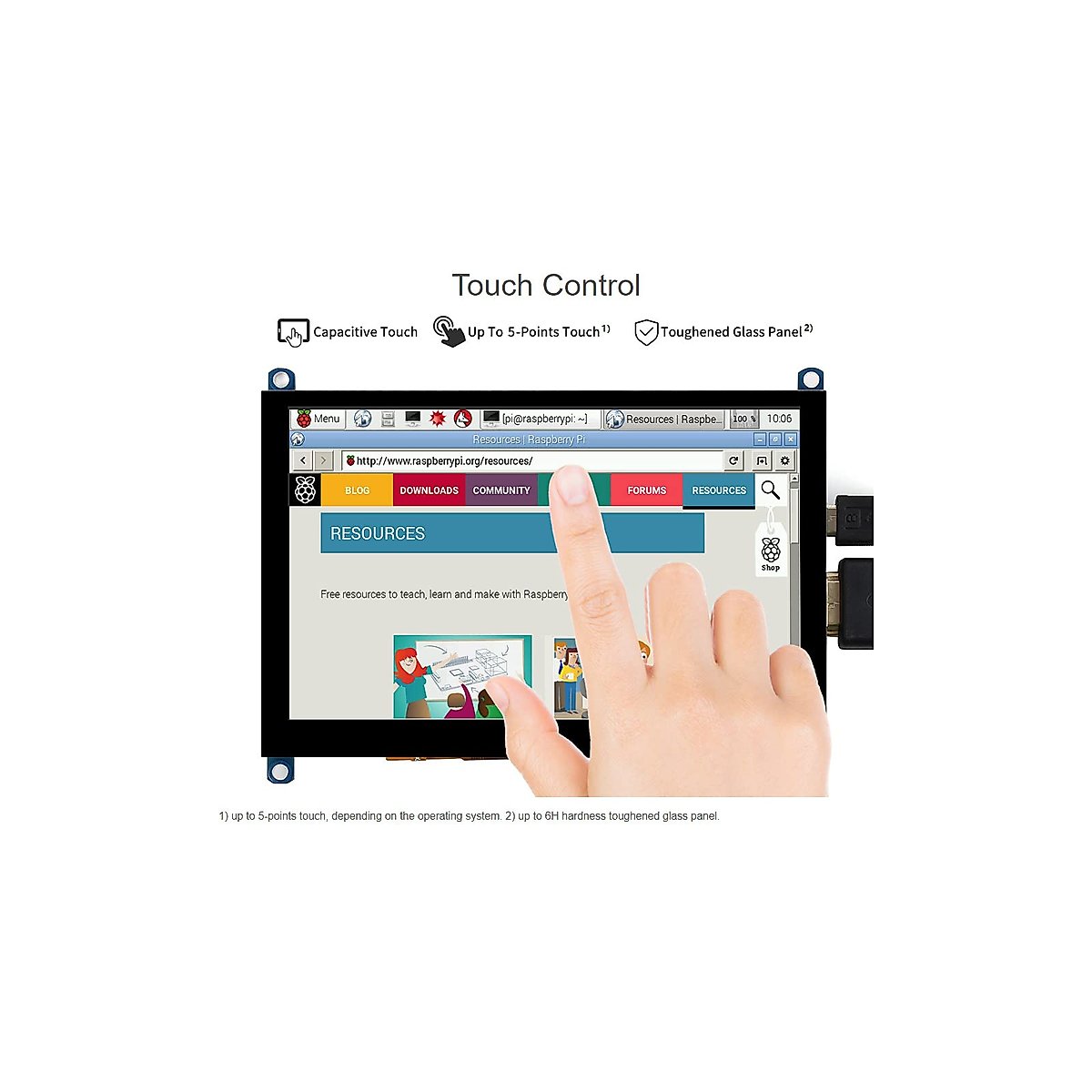 waveshare 5 inch Capacitive Touch Screen TFT LCD Display Toughened Glass Panel 800x480 5inch HDMI H V4 LCD for Raspberry Pi 4B/3B+/3B/Zero/Zero W WH,PC,Support VariousSystems