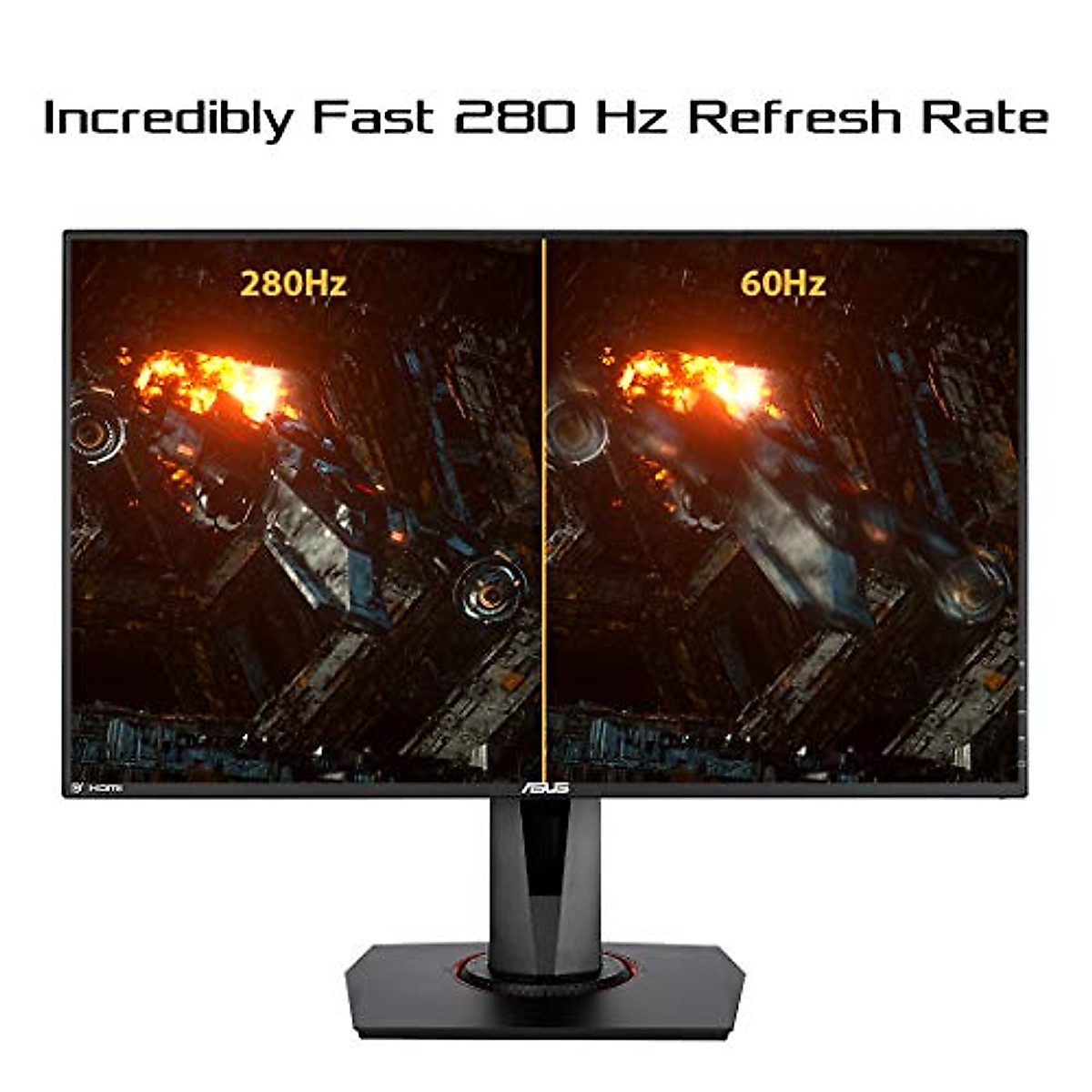 ASUS TUF Gaming VG279QM 27” HDR Monitor, 1080P Full HD (1920 x 1080), Fast IPS, 280Hz, G-SYNC Compatible, Extreme Low Motion Blur Sync (ELMB SYNC), 1ms, DisplayHDR 400,, BLACK