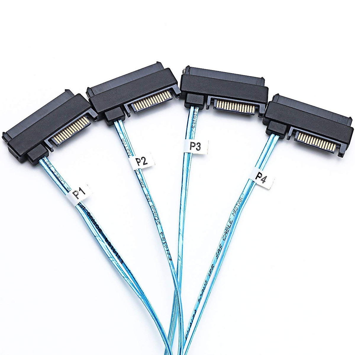 CableDeconn SFF-8643 Internal Mini SAS HD to (4) 29pin SFF-8482 connectors with SAS 15pin Power Port 12GB/S Cable (1M) (H0204)