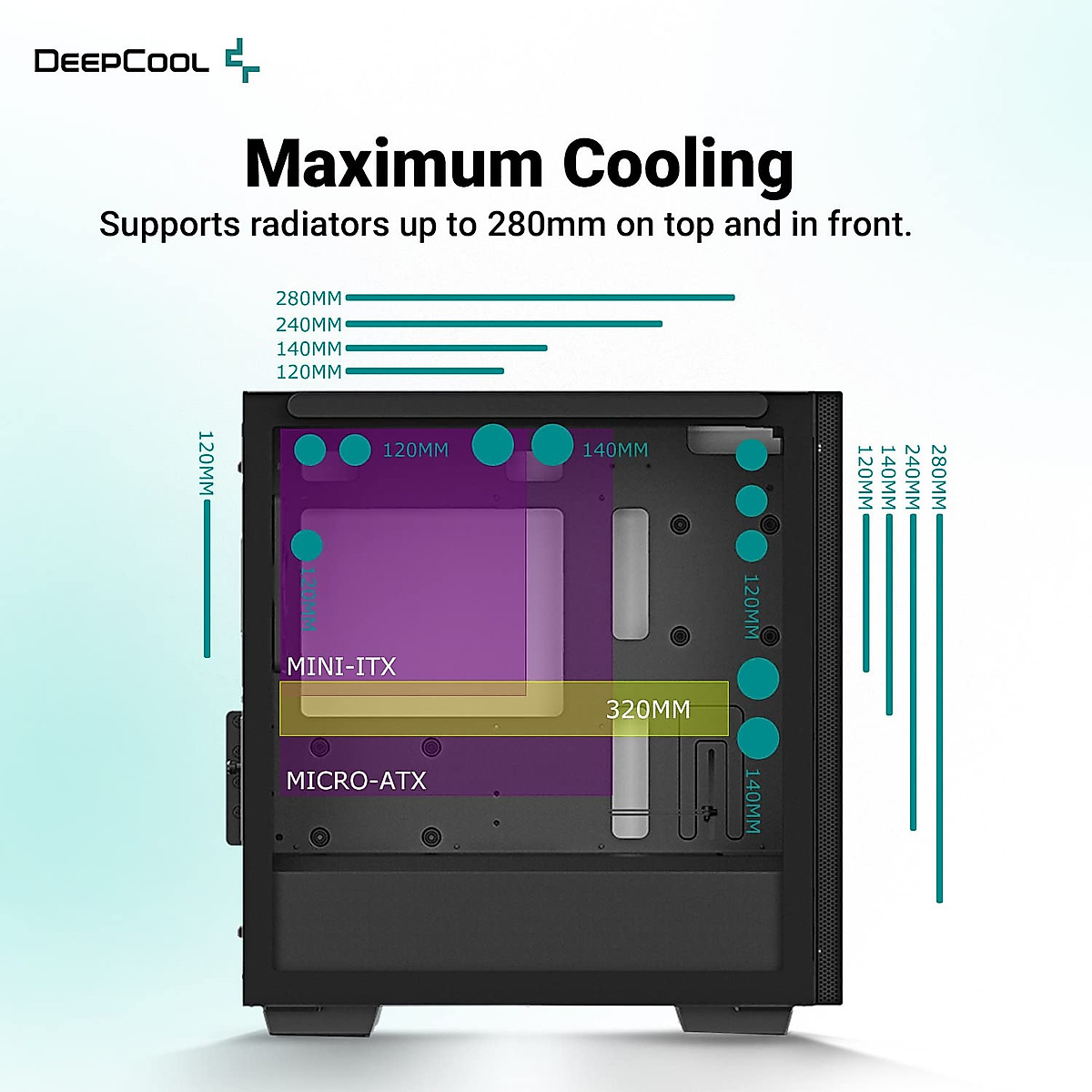 DeepCool MACUBE 110 WH Micro ATX Case with Full-Size Magnetic Tempered Glass Removable HDD Cage and Built-in Graphics Card Holder - White