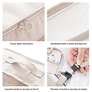 CHENGBAI TOTE 7 Pcs Luggage Packing Cubes Set, Large Capacity Travel Bags, Luggage Organizer Bags in 7 Sizes for Travel Essentials, Packing Organizers, Luggage Storage to Save Space- Beige