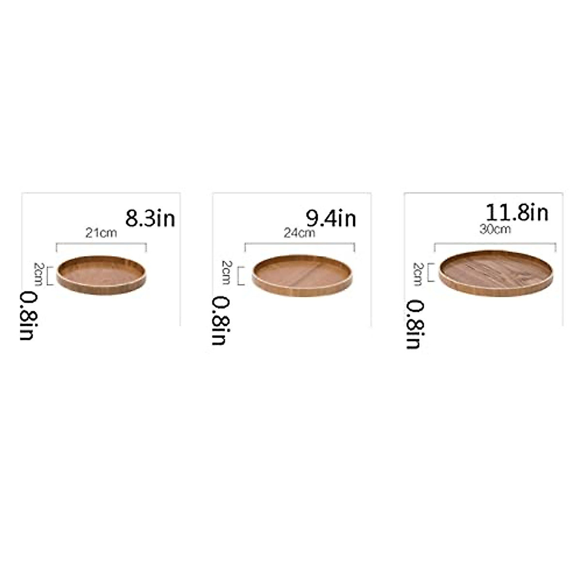 Serving Trays Round Tray Wooden Tray Serving Tray Home Food Tray Suitable for Dessert Tea Coffee Beverage Elegant Decorative Tray (Size : Medium)