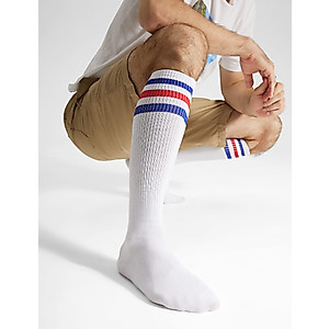 Joulli Men's White Knee High Tube Over the calf Socks 1 Pair