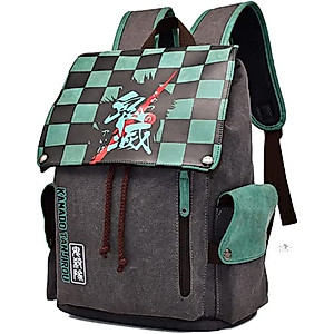 Anime Backpacks Canvas Shoulders bag 3D Print Back Pack for Anime Fans (Green)