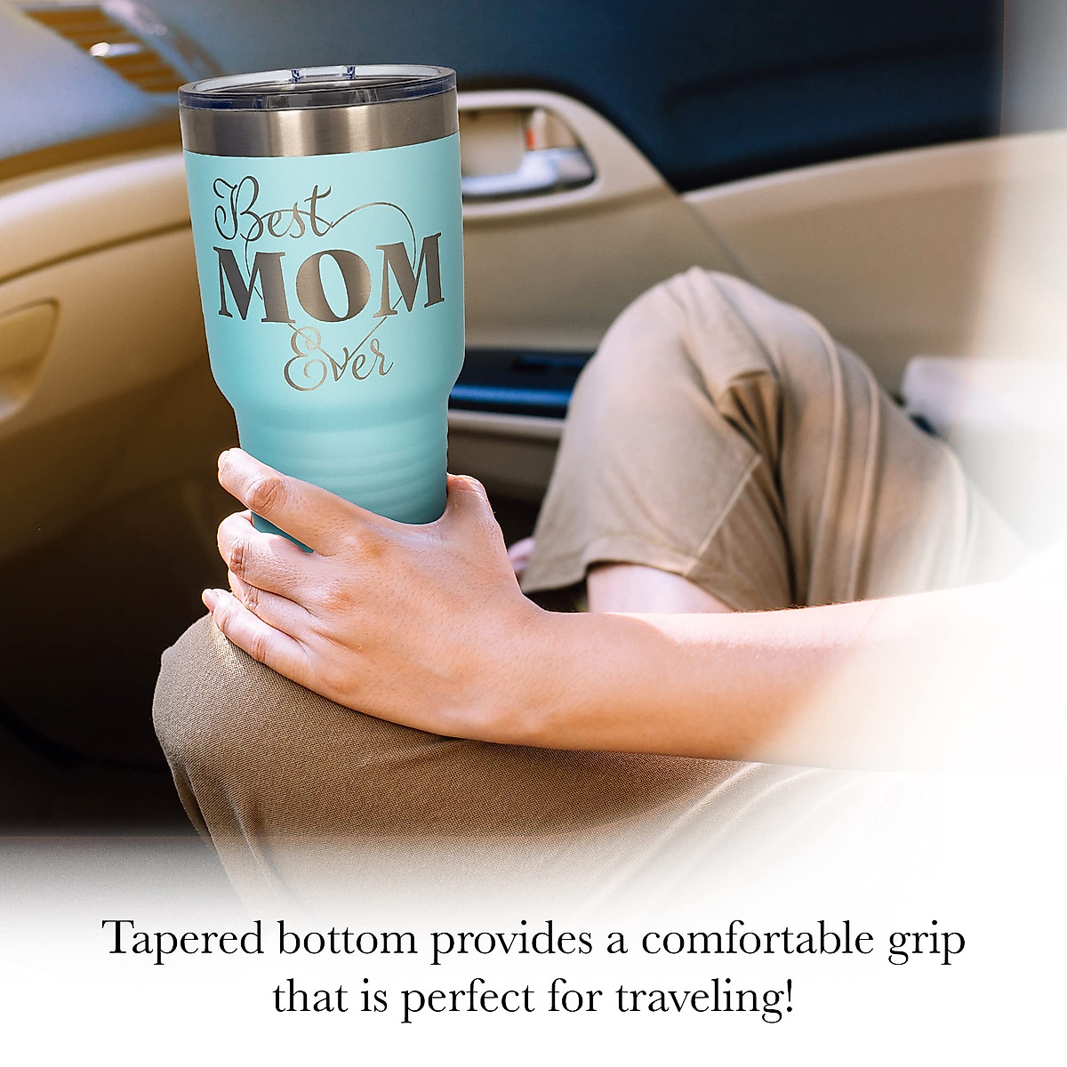 JennyGems Mom Gifts, Gift for Mom, Laser Engraved Mom Tumbler with Slide Lid 30oz, Teal