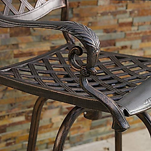 Christopher Knight Home Avon Outdoor Cast Aluminum Bar Stools, 2-Pcs Set, Shiny Copper
