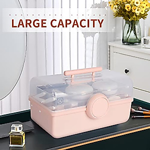 Unaone Cosmetic Storage Box, Large Capacity Makeup Organizer with Transparent Visual Cover, 3 Layer Cosmetic Storage Organizer for Cosmetic, Lipsticks, Eyeshadow, Face Mask
