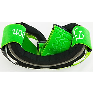 Typhoon Sports Magnetic Lens Ski Snowboard Anti-Fog Goggles (Green White w/Silver & Yellow)