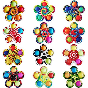 12 Pcs Pop Bubble Fidget Spinners for Party Favors, Hand Fidget Bulk Toys for Classroom Prizes, Christmas Valentine Gifts Goodie Bag Stocking Easter Basket Stuffers for Kids