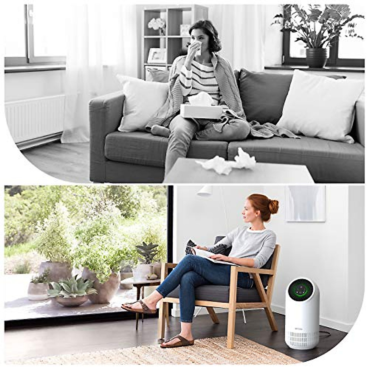 Afloia Air Purifier for Home Large Room H13 True HEPA Filter Air Cleaner with 24db Sleep Mode Remove 99.99% of Dust, Pet Dander, Pollen for Office, Bedroom, Fillo White