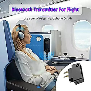 Bluetooth Flight Transmitter, Wireless 5.0 Airplane Airline Airport A2DP Adapter for Bose 700 QC45 QC35,Sony WH-1000XM5,Anker Soundcore Life Q45,Sennheiser Momentum 4,Apple Airpods Pro Max Headphones