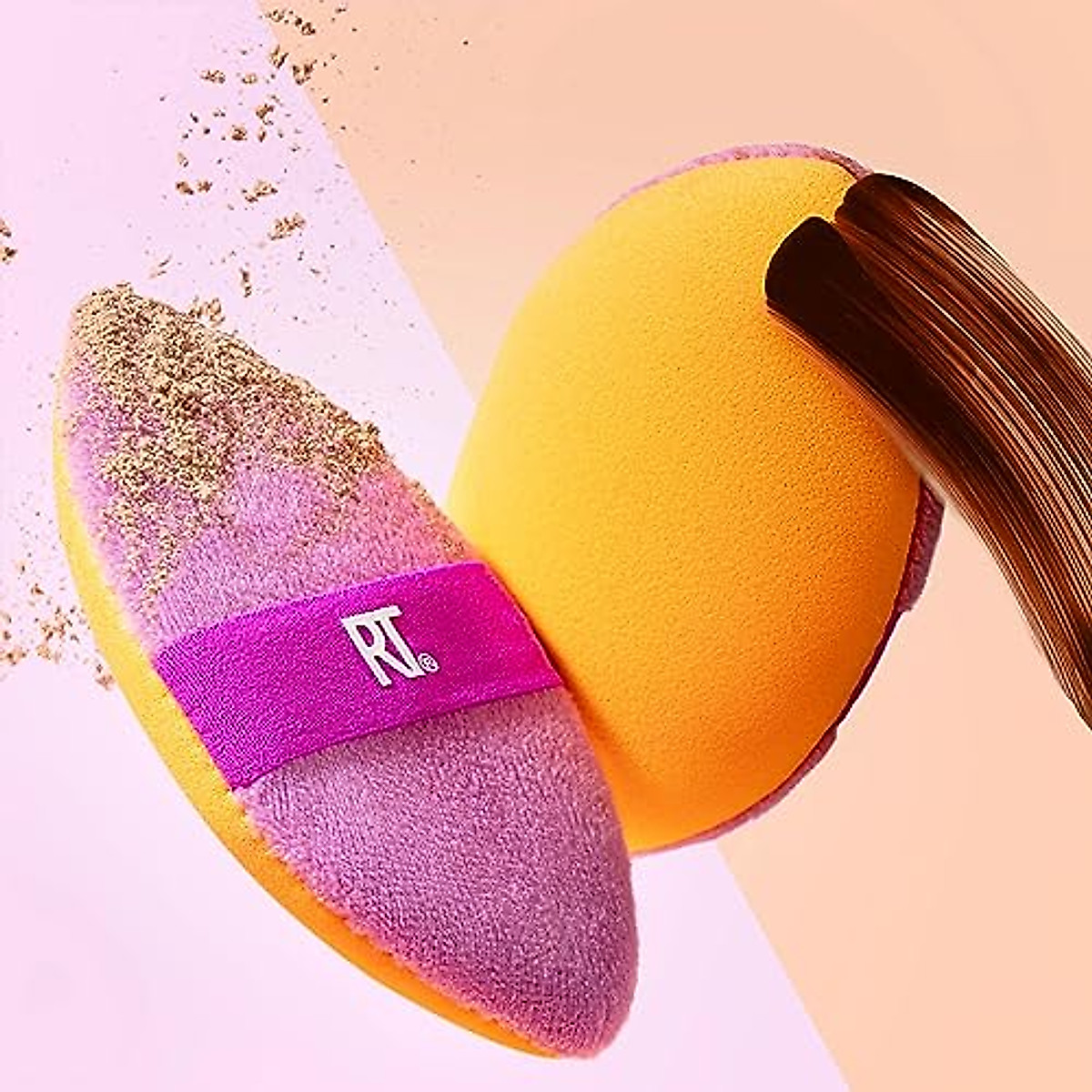 Real Techniques Miracle 2-In-1 Powder Puff, Dual-Sided, Full-Size Makeup Blending Puff, Reversible Elastic Band, Precision Tip Makeup Sponge & Powder Puff, For Liquid, Cream & Powder, 1 Count