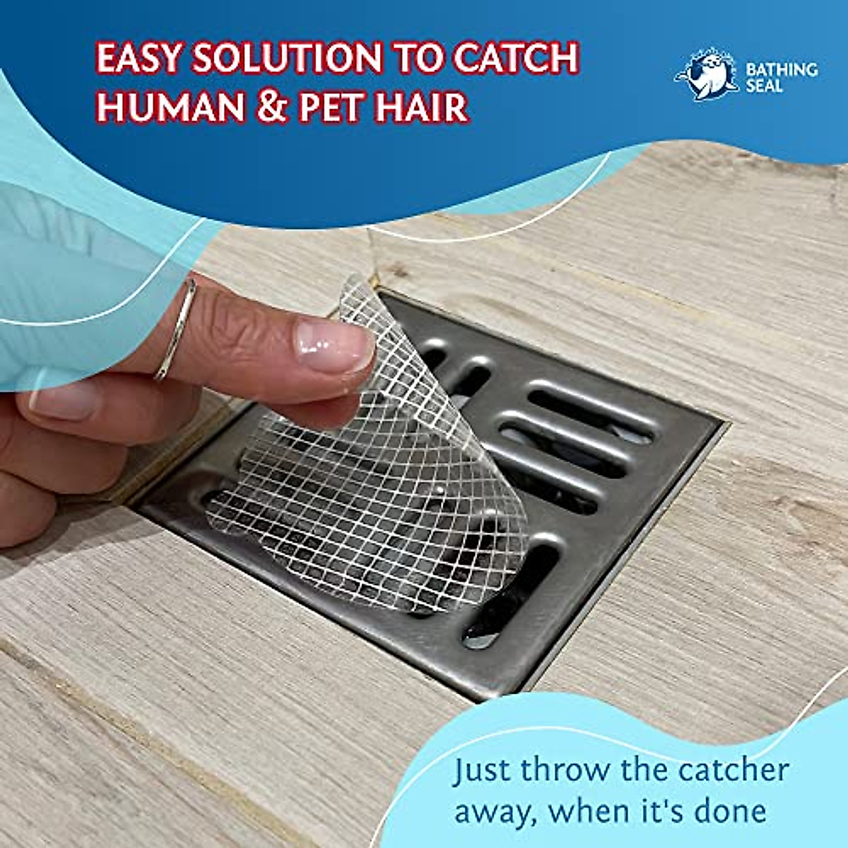 Disposable Drain Hair Catcher Stickers for Shower, White Mesh Stickers 4.3'', 25 PCS, Sticky Covers, Shower Drain Protector, Anti-Blockage