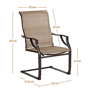 BALI OUTDOORS Patio Dining Chairs Set of 2, Textilene Outdoor Furniture Chairs Firepit Chairs All Weather Resistant Rocking Chairs, Brown