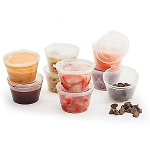 110 Pack Leak Proof Condiment Freezer Storage Containers with Hinged Lids (3 Ounces) | Slime Storage| Travel Snack Cups | Store Homemade, Organic Purees | Freezer and Dishwasher Safe