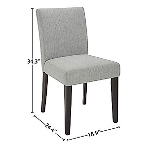 Amazon Brand – Stone & Beam Linden Classic Upholstered Dining Chair, 18.9"W, Set of 2, Light Gray