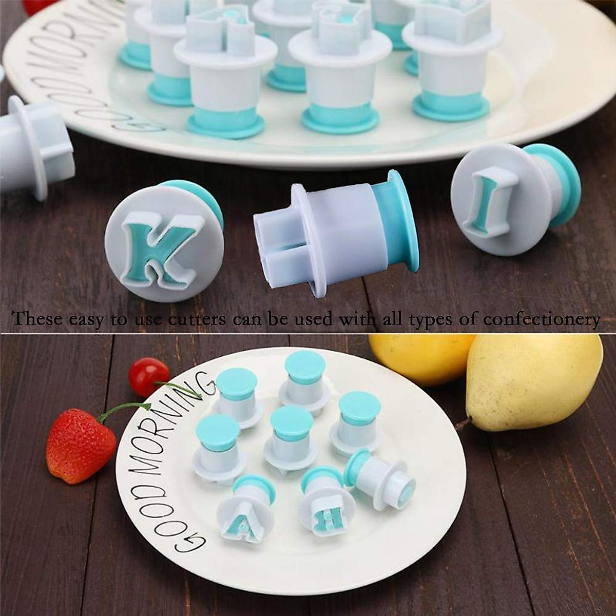 Alphabet Letter Numbers Cake Mould Set, BENBO 36 Pieces Fondant Cake Sugar Craft Cookies Stamp Impress Embosser Plunger Cookie Cutter Mold Biscuit Decorating Tools