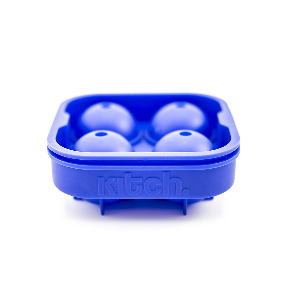 Kitch Ice Ball Maker Mold - Flexible Silicone Ice Tray - Molds 4 X 4.5cm Round Ice Ball Spheres - Cobalt Blue