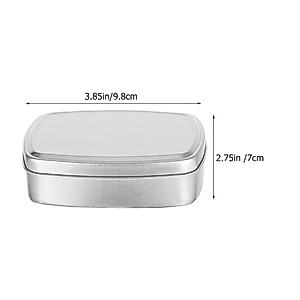 COHEALI Aluminum Tin Cans 4pcs Rectangular Empty Hinged Tin with Lid Aluminum Jar for Storage Pin Candy Jewelry Craft (9.5X7X2.8CM)
