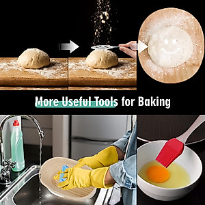 Yebicola Set of 2 Sourdough Banneton Basket, 10 Inch Round & Oval Proofing Baskets for Bread Baking with Bread Lame Dough Scraper Whisk, Sourdough Starter Kit for Home Kitchen Sourdough Bread Making