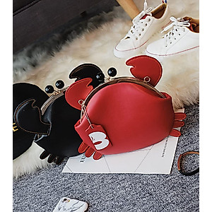 Personalized cartoon style ladies shoulder bag, crab-shaped messenger bag, animal style ladies handbag(Red)