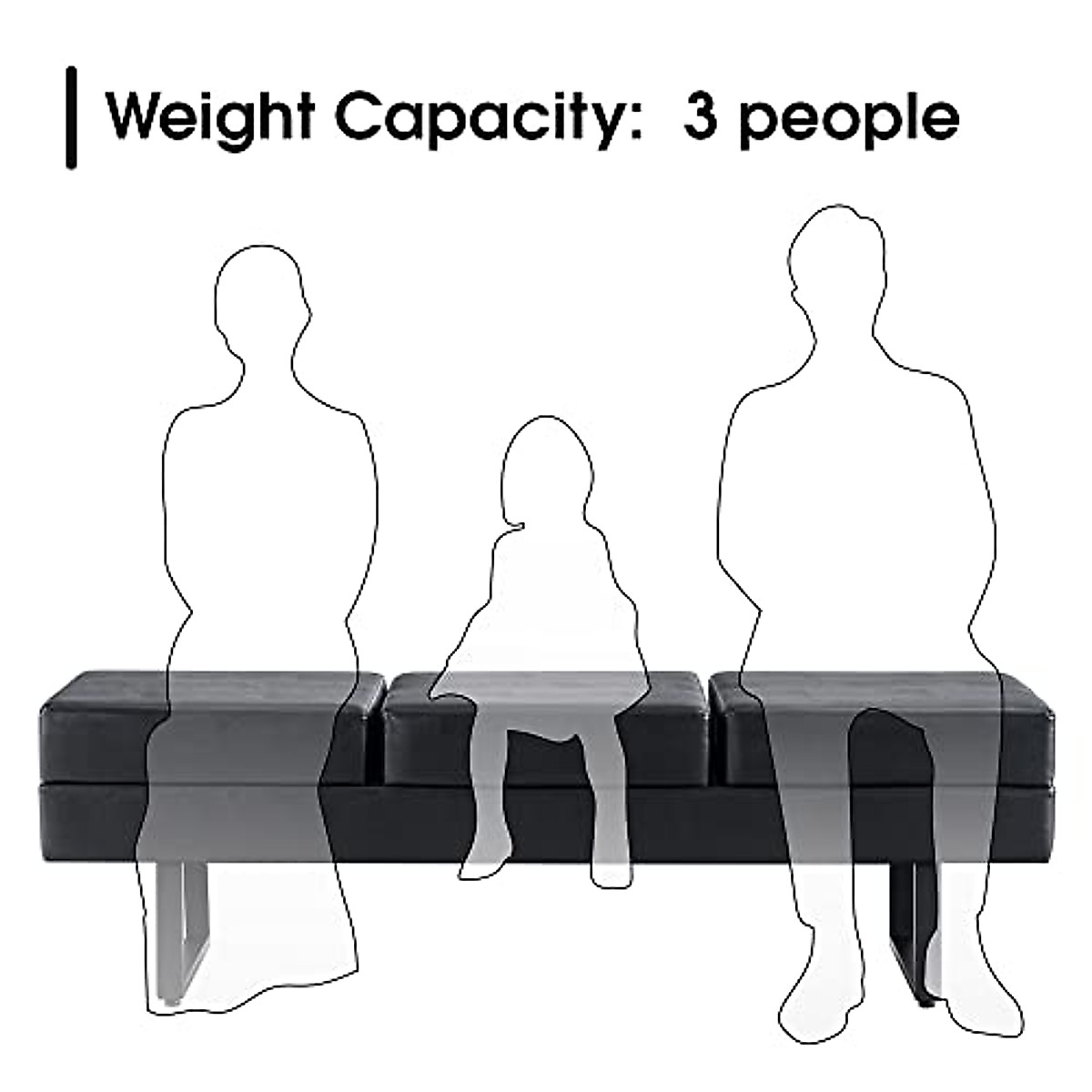 BarberPub Waiting Room Chairs Office Guest Reception Bench, Lobby Chairs Salon Furniture, Conference Room Chairs, Faux Leather 7008 (Black)