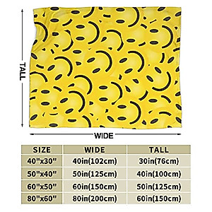 Maikeway Smiley Face Pattern Fleece Blanket Throw Warm Super Soft Comfort for Travel Outdoor Home 60"x50"