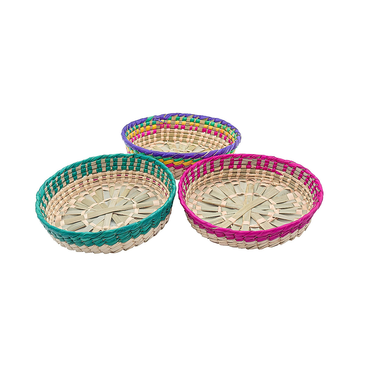 Mexican Tortilla Basket Set - Large Tortilla Warmer 8 inches - Vibrant Tortilla Holder, Pancake Warmer, Taco Keeper - Authentic Tortillero Set for Kitchen, Party Mexican Décor (3, 1/2 Kg)