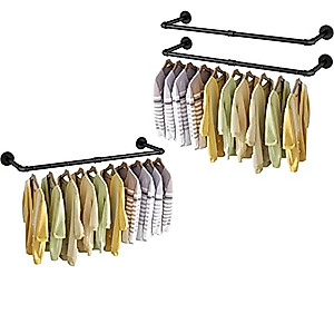 UlSpeed Clothes Racks Wall Mounted, 38.4in Industrial Pipe Clothing Rack 1 Set+ 2 Sets, Sturdy Hanging Clothes Racks
