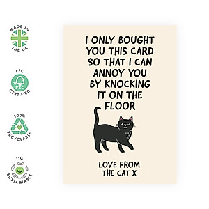 CENTRAL 23 Funny Cat Birthday Card For Fur Mom and Cat Dad - Cute Birthday Greeting Cards From The Cat - Animal Lover, Pet Owner - Comes With Fun Stickers - Made In UK