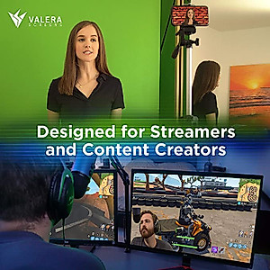 Valera Creator Green Screen – Collapsible Chroma Key Panel,+1000 Free Backgrounds Included, Portable Retractable Wrinkle Resistant Fabric Backdrop, Adjustable Height, 10 Second Setup