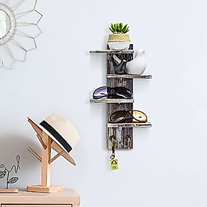 MyGift Solid Torched Wood Sunglasses Holder Display Stand, Wall Mounted Retail Eyewear Showcase Shelf Rack, Holds 4-Pairs